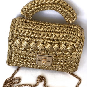 Metallic Bag / Handmade Crochet Metallic Bag / Hand Woven Bag ...