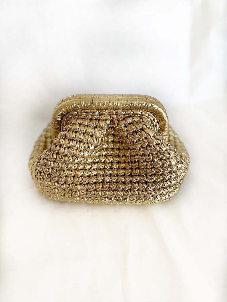 Crochet Metallic Raffia Mini Clutch Bag / Evening Knitted - Etsy