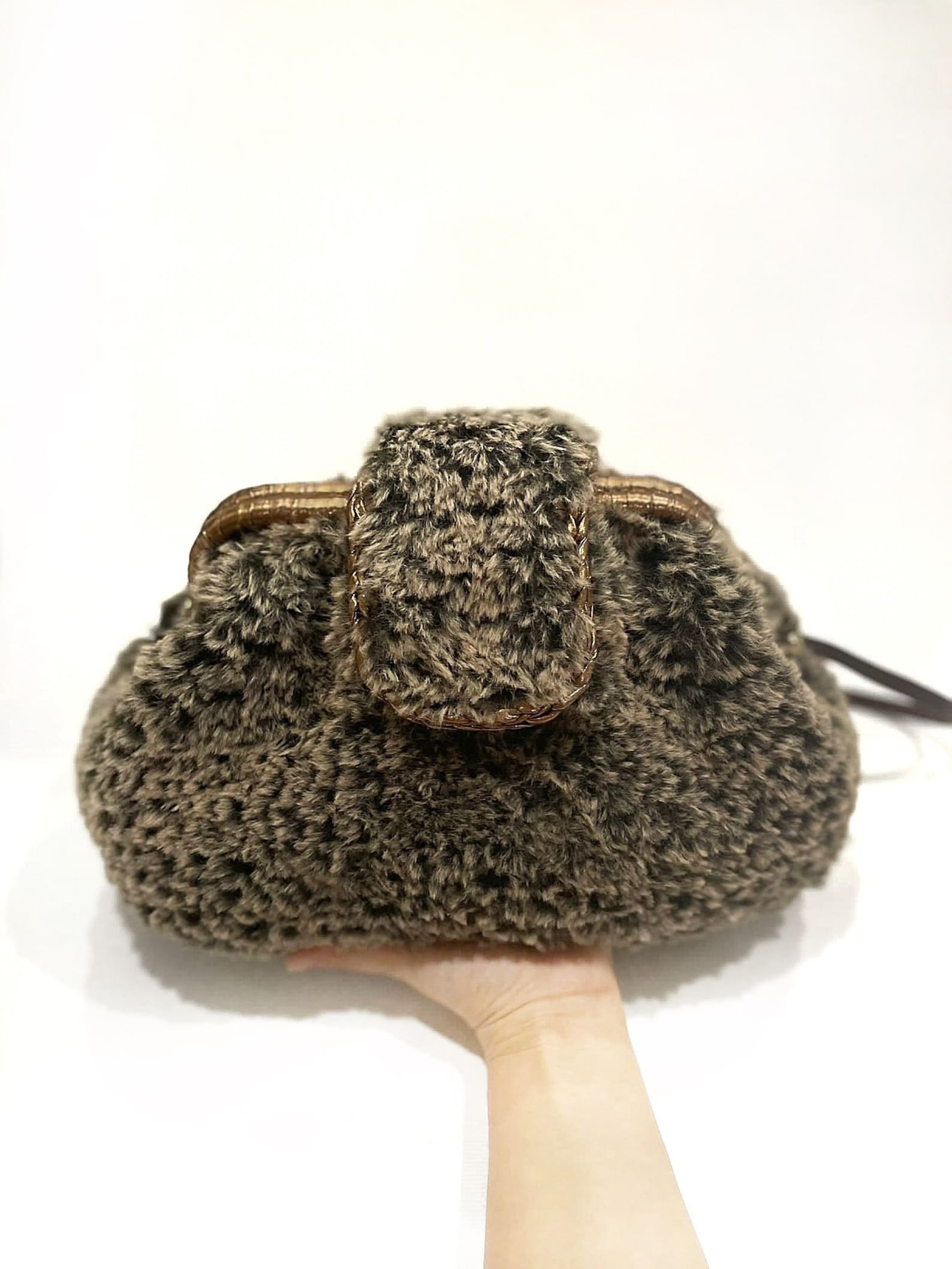 Crochet Teddy Clutch Bagknitted Fluffy Pouch Baghandmade - Etsy