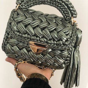 Handmade Metallic Crochet Bag: Capri Luxury Knit Shoulder Bag - Etsy