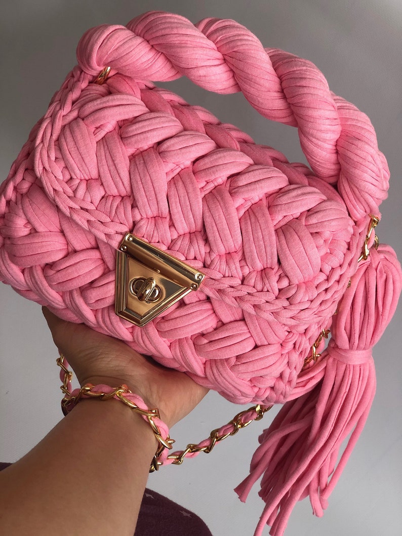 Handmade Crochet Pink Bag Capri Luxury Bag - Etsy