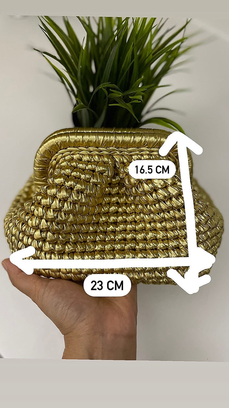 Crochet Metallic Raffia Clutch Bagevening Knitted Pouch - Etsy