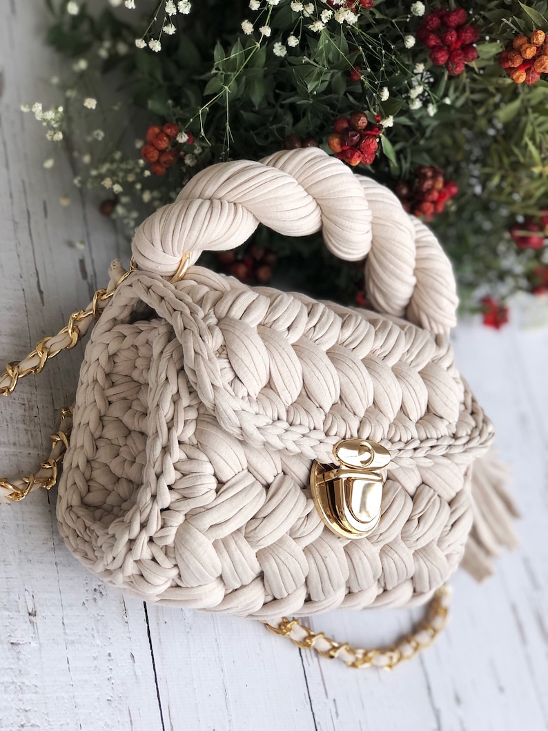 Handmade Beige Bag/crochet Luxury Bag/hand Knit Bag/capri - Etsy