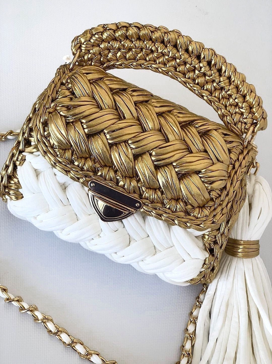 Metallic Bag/ Handmade Luxury Metallic Shoulder Bag/ Crochet Metallic ...