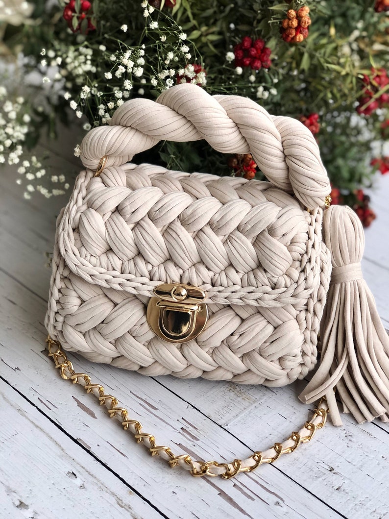 Handmade Beige Bag/crochet Luxury Bag/hand Knit Bag/capri - Etsy