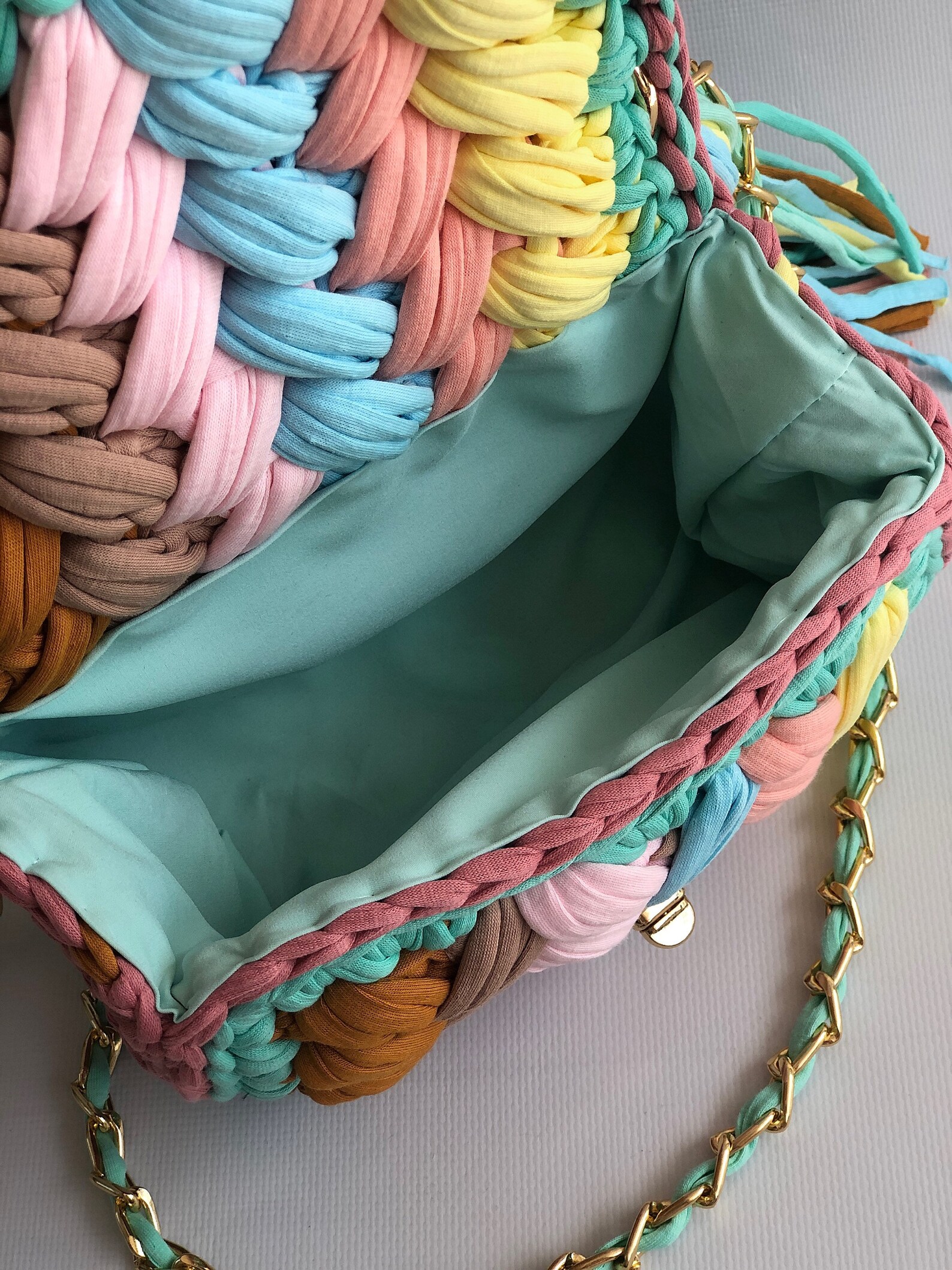 Multi Color Bag/hand Woven Bag/luxury Bag/knitted Bag/colorful - Etsy