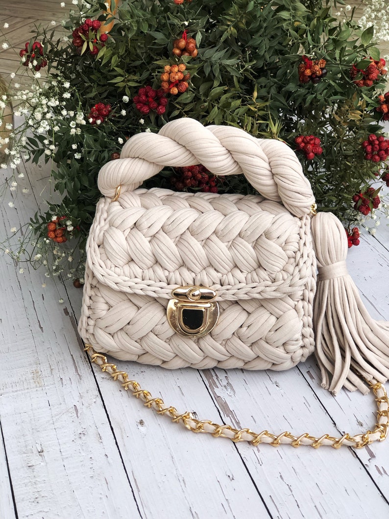 Handmade Beige Bag/crochet Luxury Bag/hand Knit Bag/capri - Etsy
