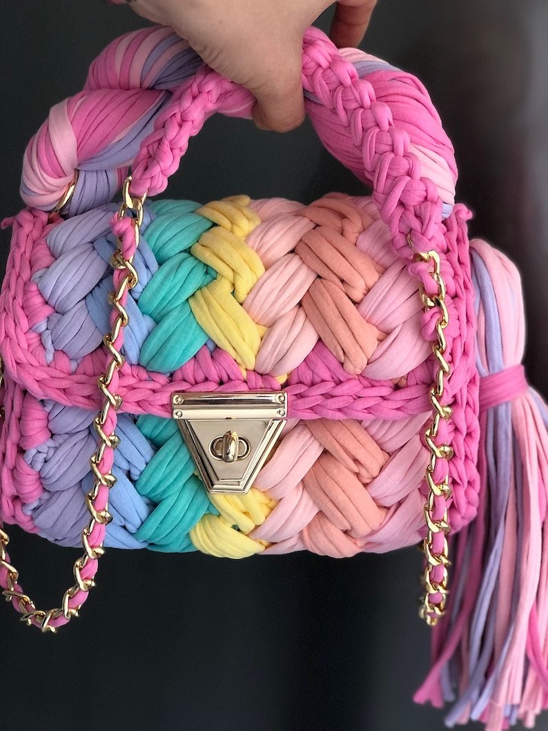 Multicolor Crochet Bag / Crochet Bags Handmade / Hand - Etsy