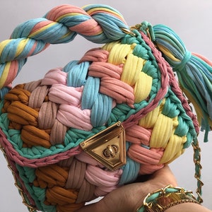 Multi Color Bag/hand Woven Bag/luxury Bag/knitted Bag/colorful Bag ...