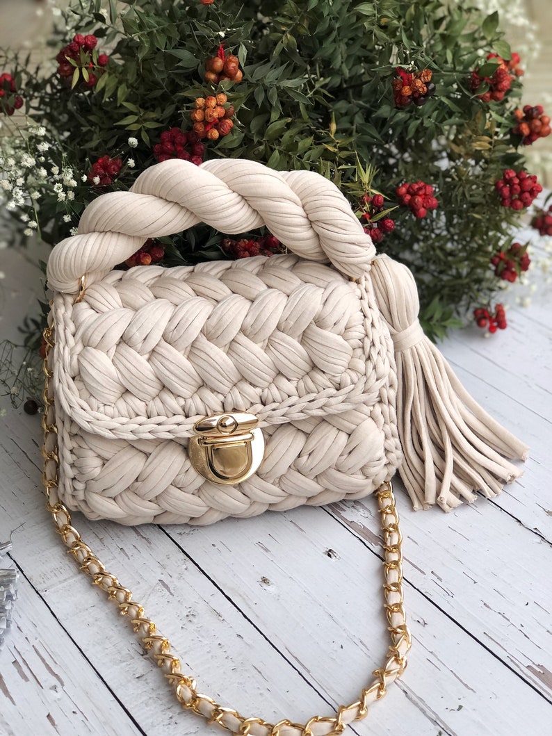 Handmade Beige Bag/crochet Luxury Bag/hand Knit Bag/capri - Etsy