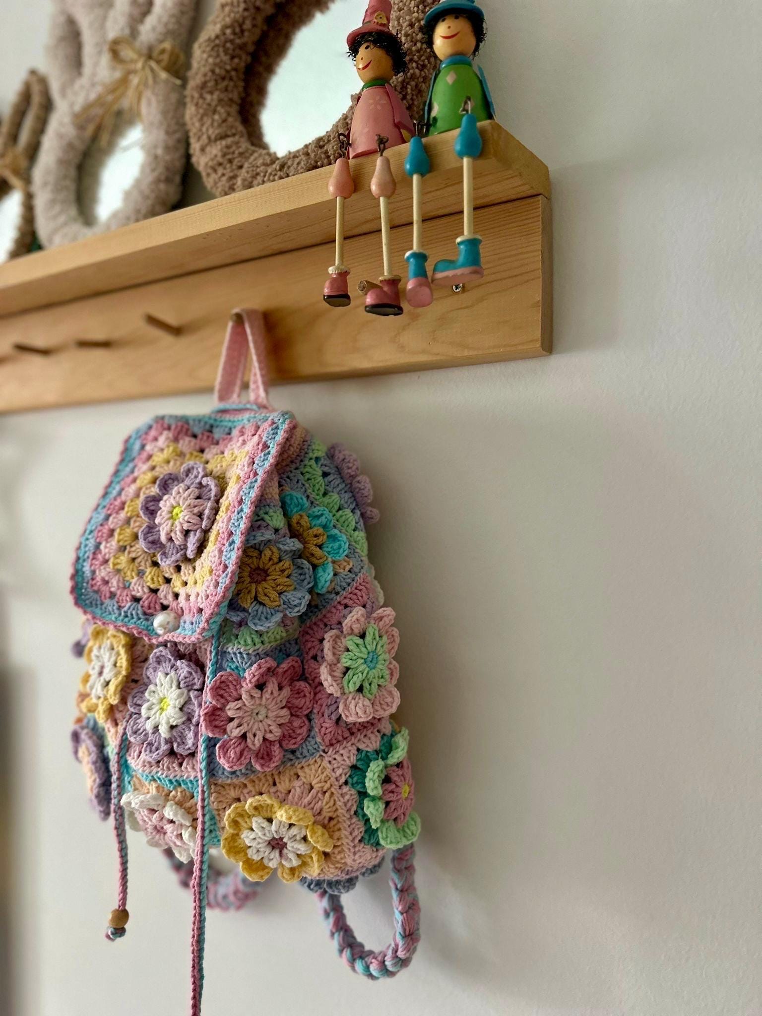 Crochet Granny Square Backpack : Handmade Personalized Colorful ...