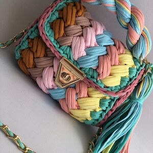 Multi Color Bag/hand Woven Bag/luxury Bag/knitted Bag/colorful Bag ...