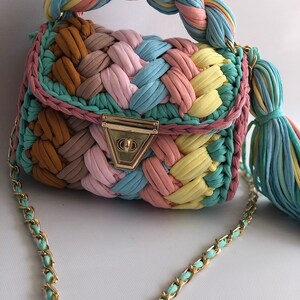 Multi Color Bag/hand Woven Bag/luxury Bag/knitted Bag/colorful Bag ...