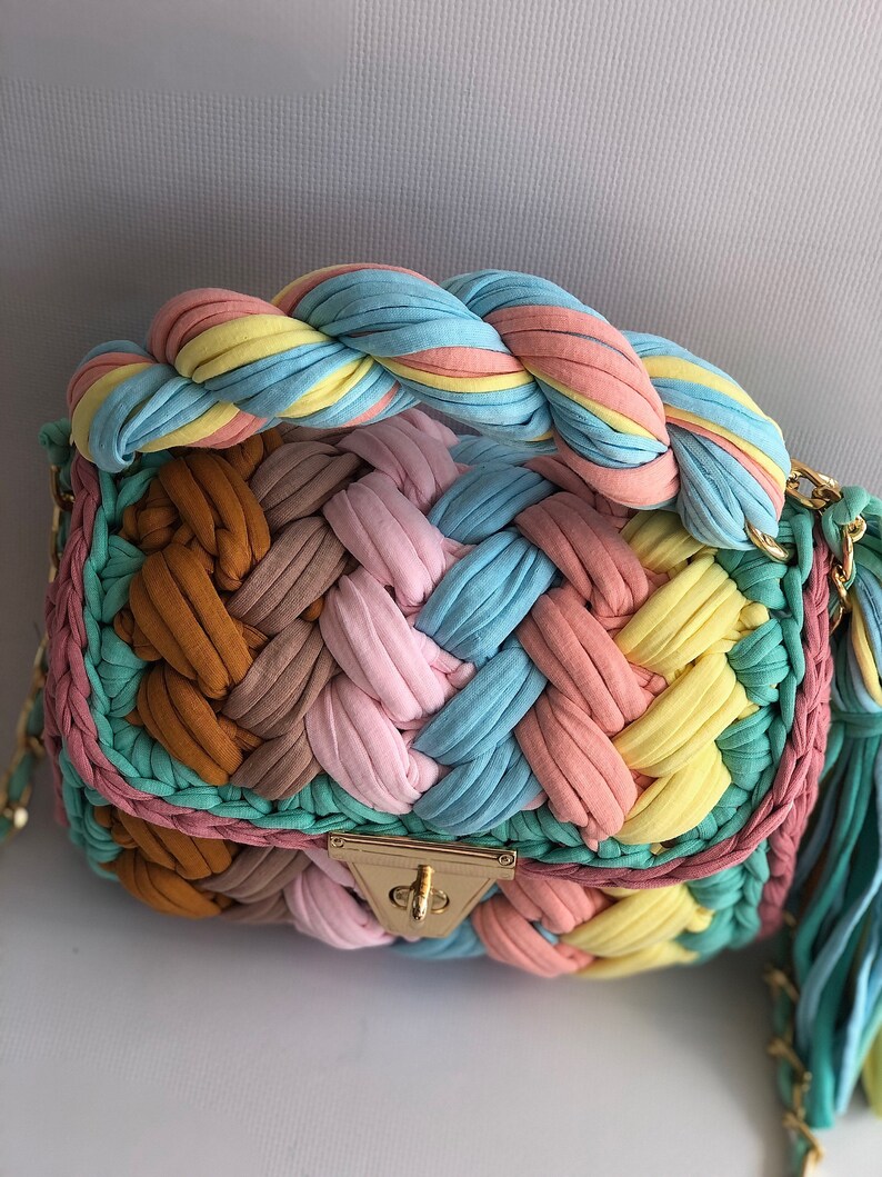 Multi Color Bag/hand Woven Bag/luxury Bag/knitted Bag/colorful - Etsy