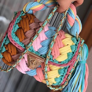 Multi Color Bag/hand Woven Bag/luxury Bag/knitted Bag/colorful Bag ...