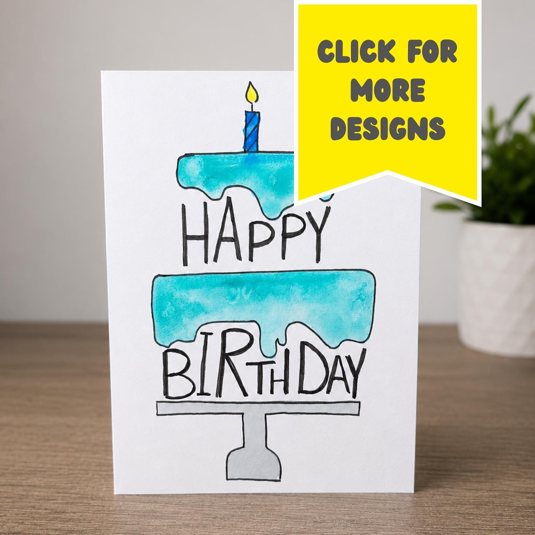 Birthday Card | Unique Hand-painted Watercolor Greeting Card - Etsy