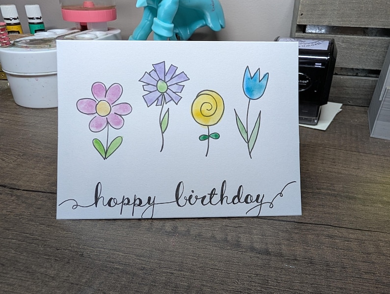 Birthday Card | Unique Hand-painted Watercolor Greeting Card - Etsy