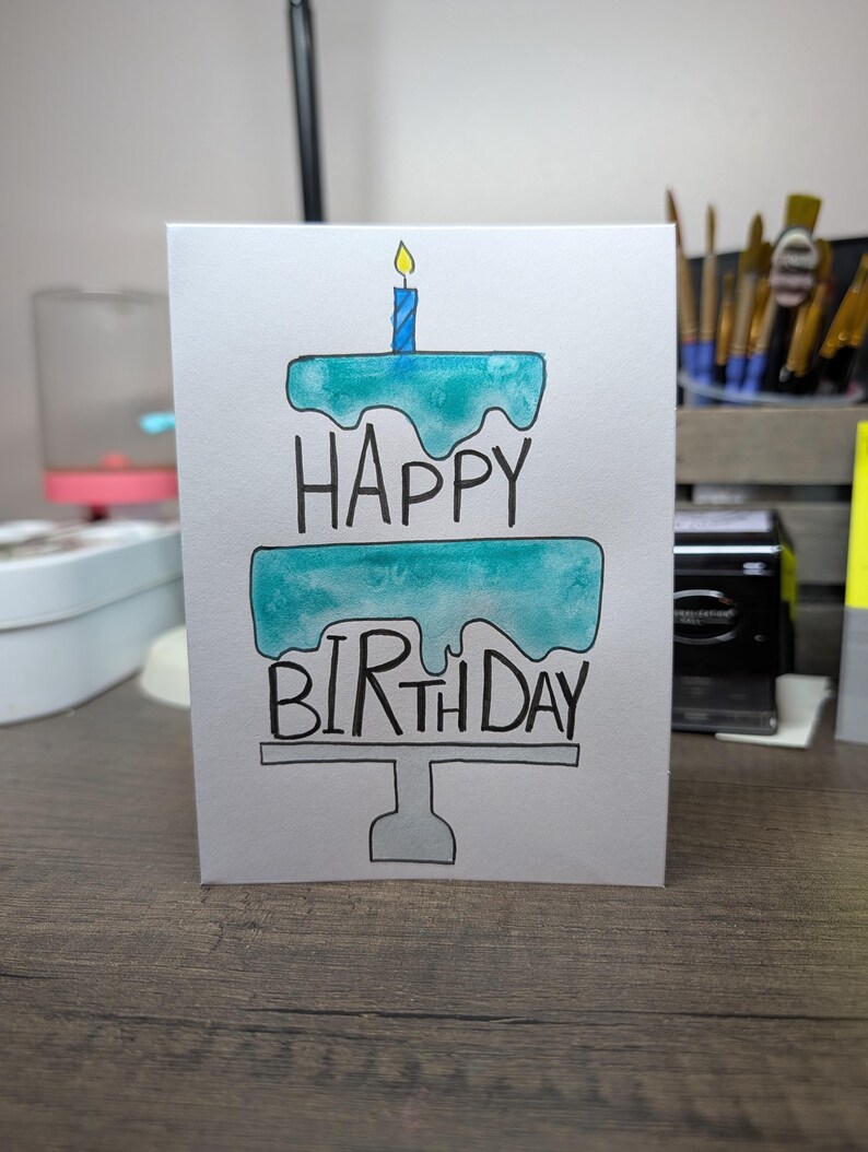 Birthday Card | Unique Hand-painted Watercolor Greeting Card - Etsy