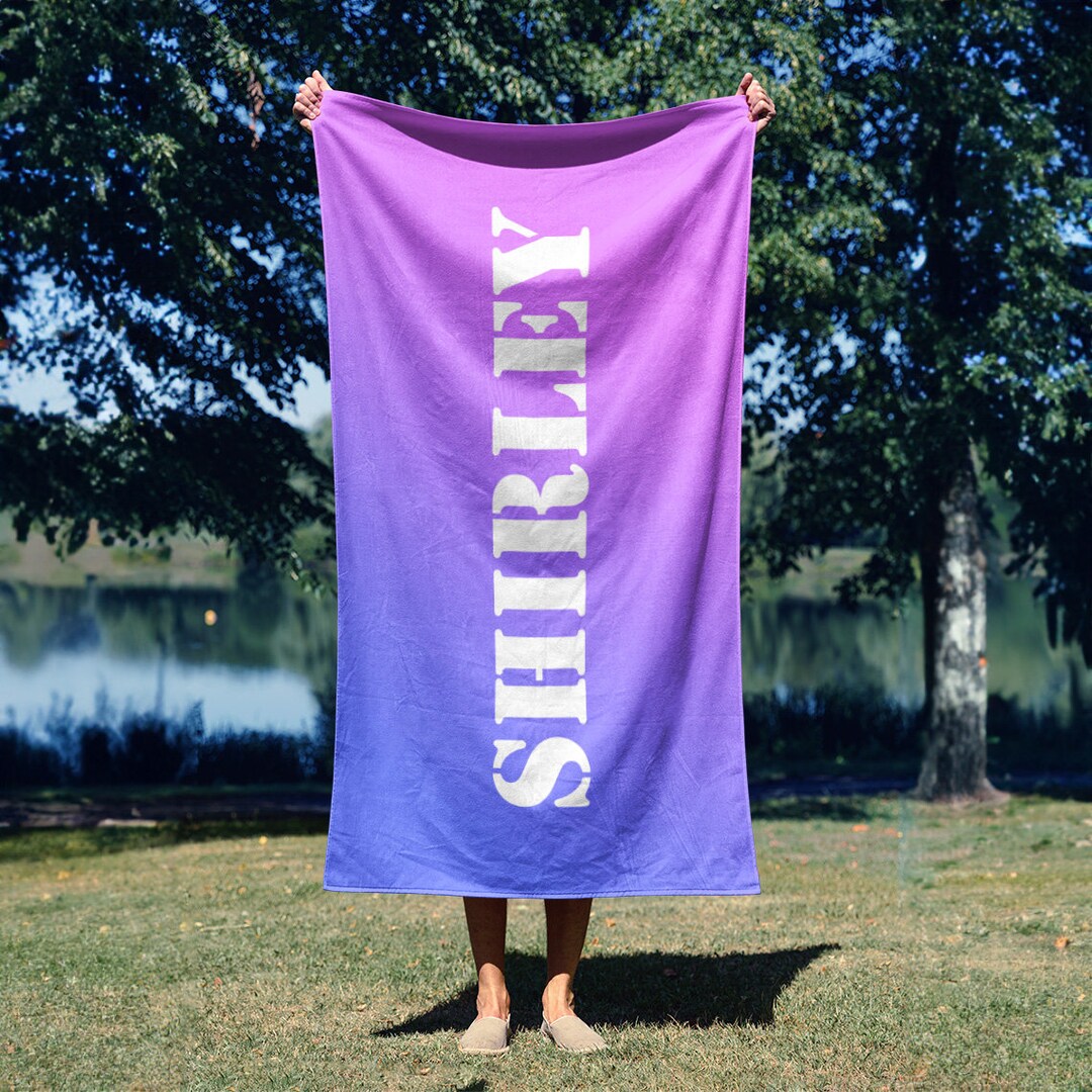 Custom Name Beach Towel, Pool Towel, Bold Font Style Beach Towel for ...