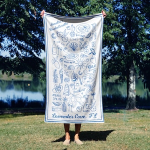 Custom Beach Towel With Name, Coastal Bridal Shower Gift, the Bach Club ...