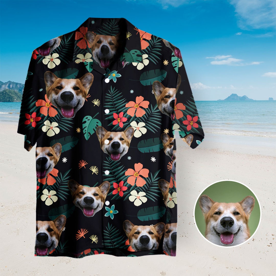 Custom Cute Dog Face Shirt, Casual Printed Beach Summer Shirt, Custom ...
