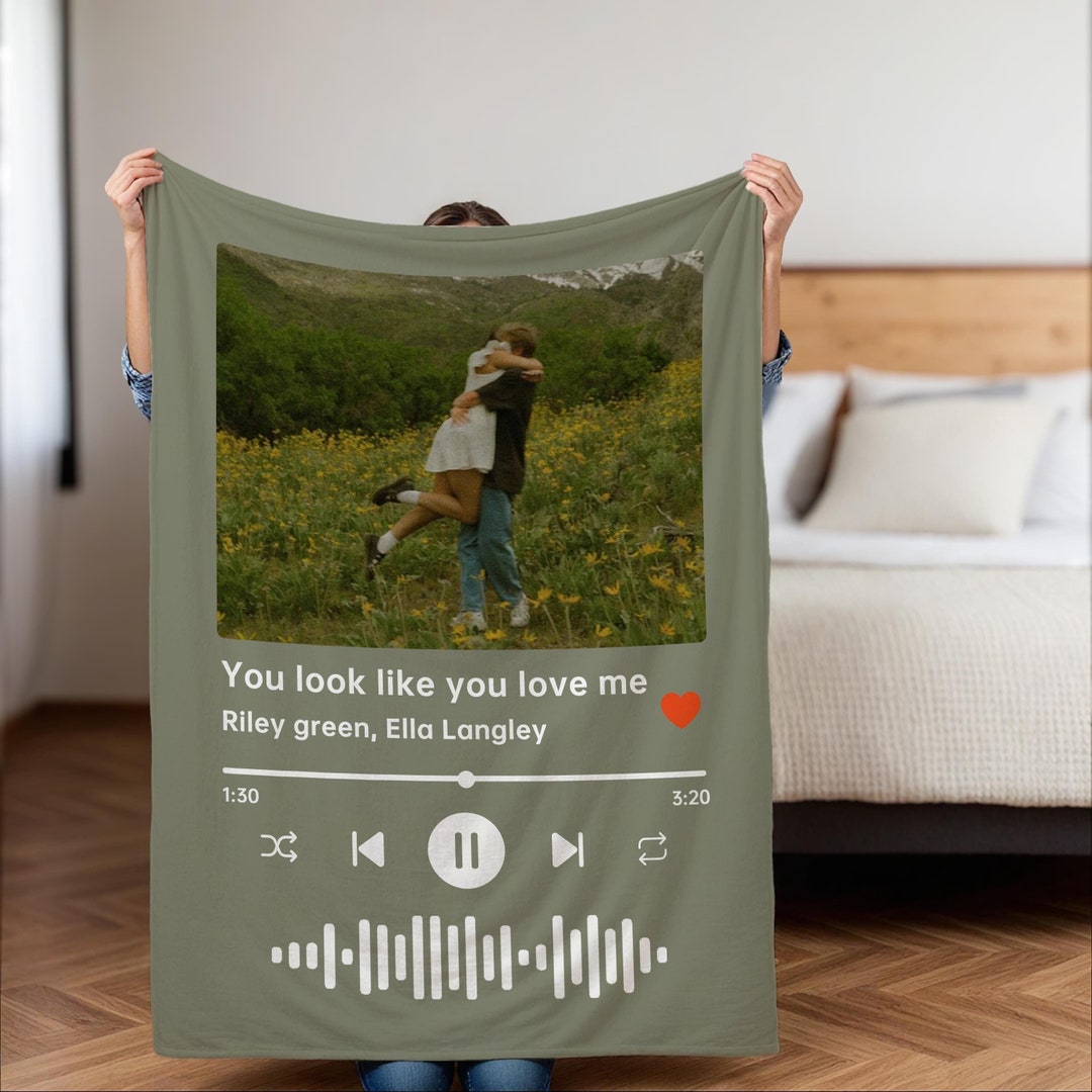 Personalized Photo Music Blanket, Minky Throw Blanket, Couples Gift ...