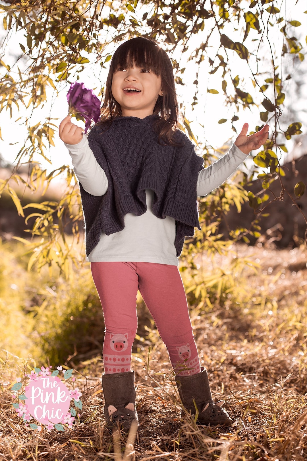 Piggy Kid's Leggings, Pig Leggings, Cute Girl Leggings, Cute Pig ...