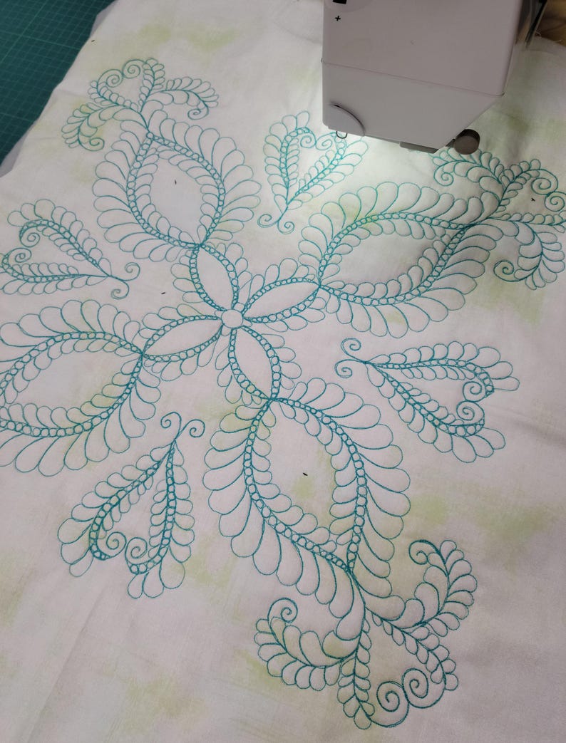 An Elegant Quilt Combining Machine Embroidery and White Quilting. 21" X ...