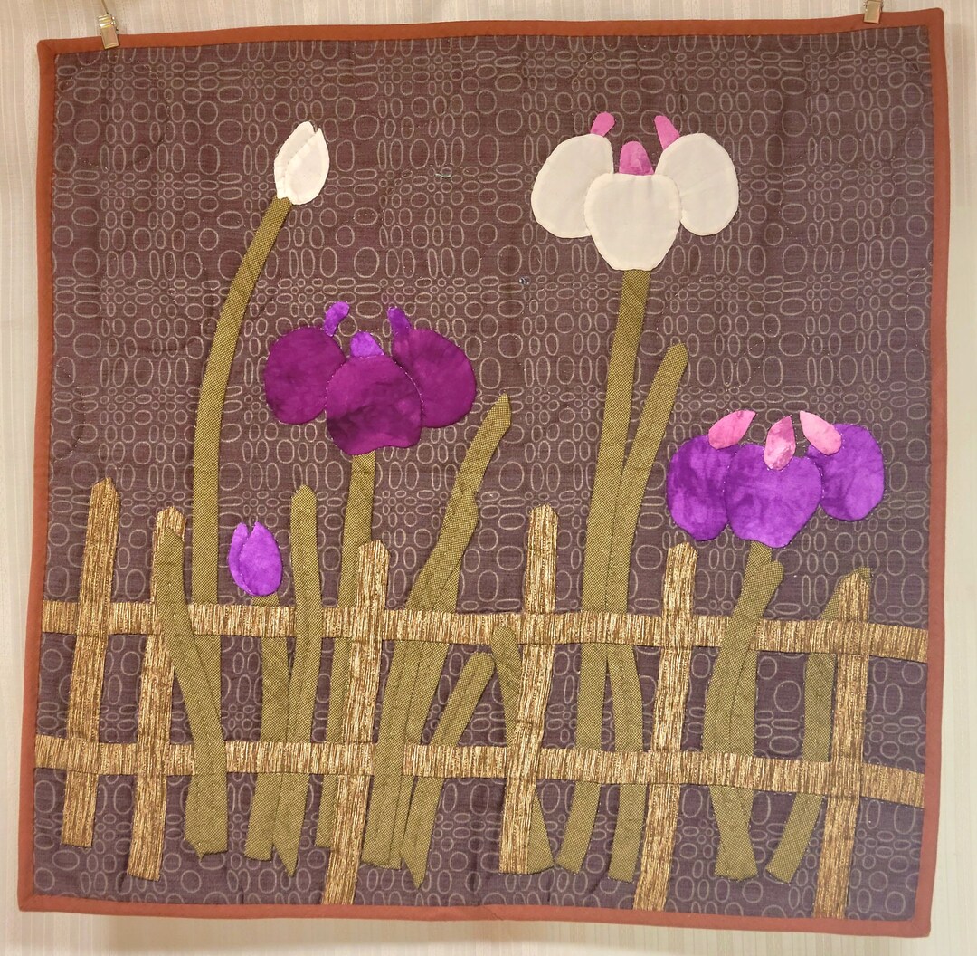 Iris Tapestry Quilt All Made by Hand by Japanese Quilters 20 Inches X ...