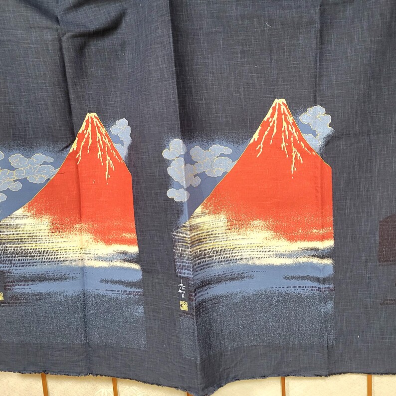 Red Mt. Fuji Fabrics A Set of Two Panels of Red Fuji It is Considered ...