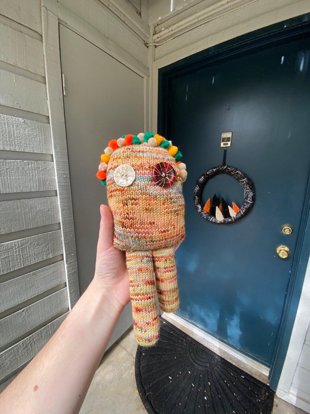 Handmade Knitted Halloween Plushie: Autumn Patches FRONKY With Pompoms ...