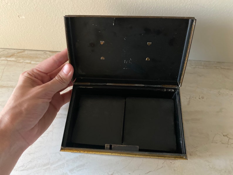 Vintage 1800s Black Red & Gold Metal Bankers Box - Etsy