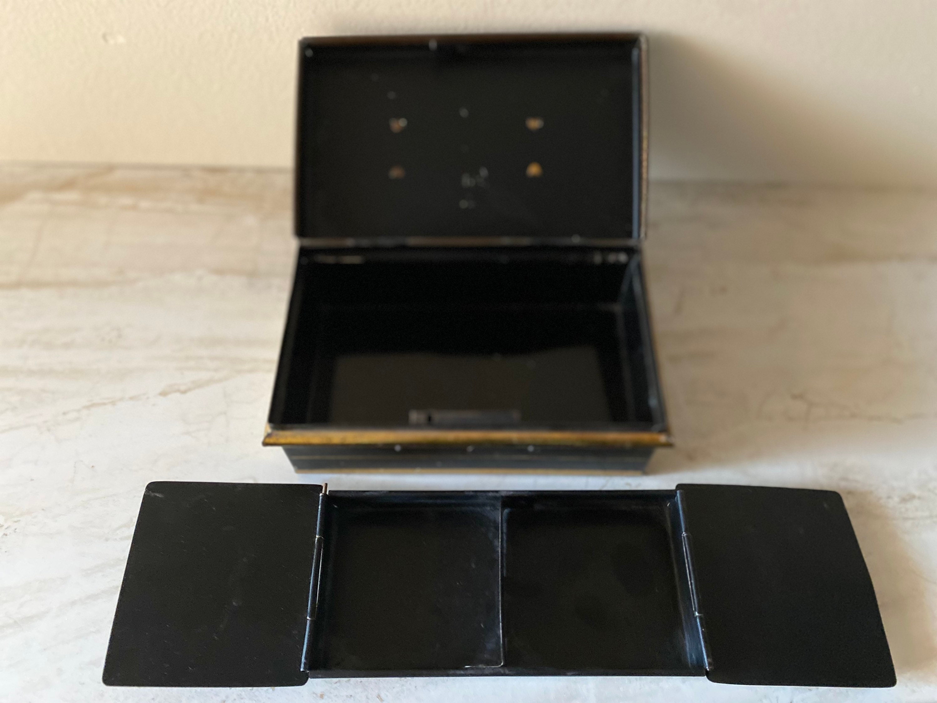 Vintage 1800s Black Red & Gold Metal Bankers Box - Etsy