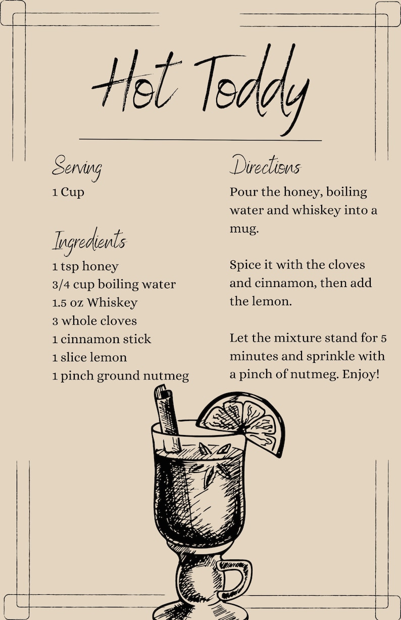 Hot Toddy Gift Basket Printable, Recipe Card Printable, Neighborhood ...