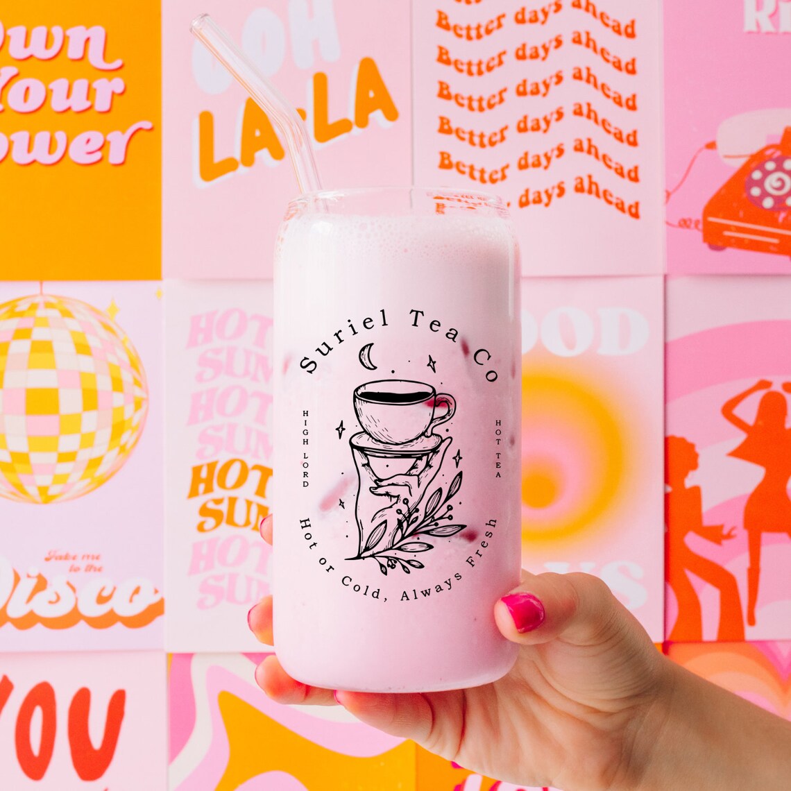 Suriel Tea Co Iced Coffee Cup, ACOTAR Cup, Gift for Her, Him, Fantasy ...