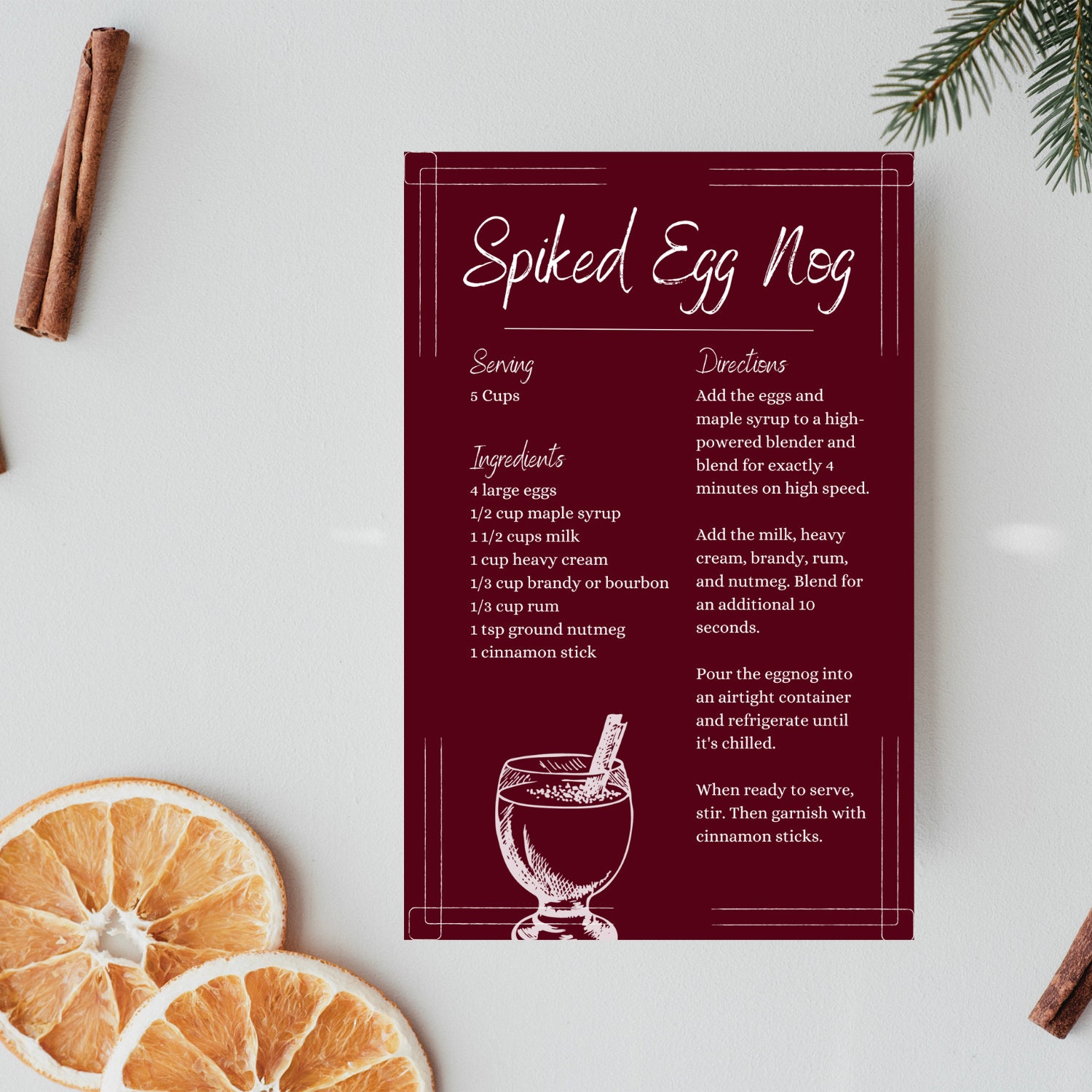 Egg Nog Gift Basket Printable Recipe Card Printable - Etsy