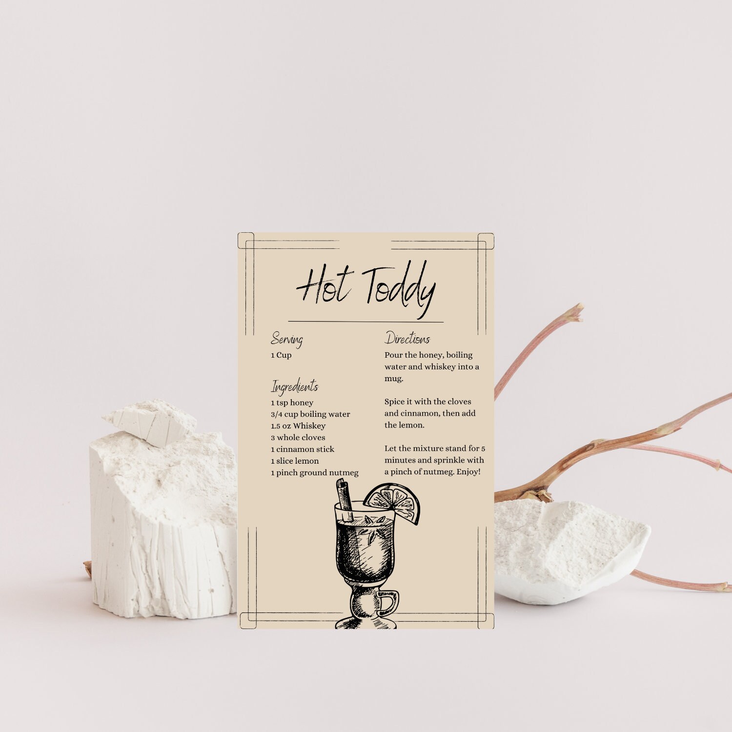 Hot Toddy Gift Basket Printable, Recipe Card Printable, Neighborhood ...
