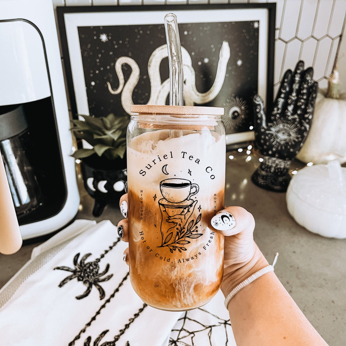 Suriel Tea Co Iced Coffee Cup, ACOTAR Cup, Gift for Her, Him, Fantasy ...