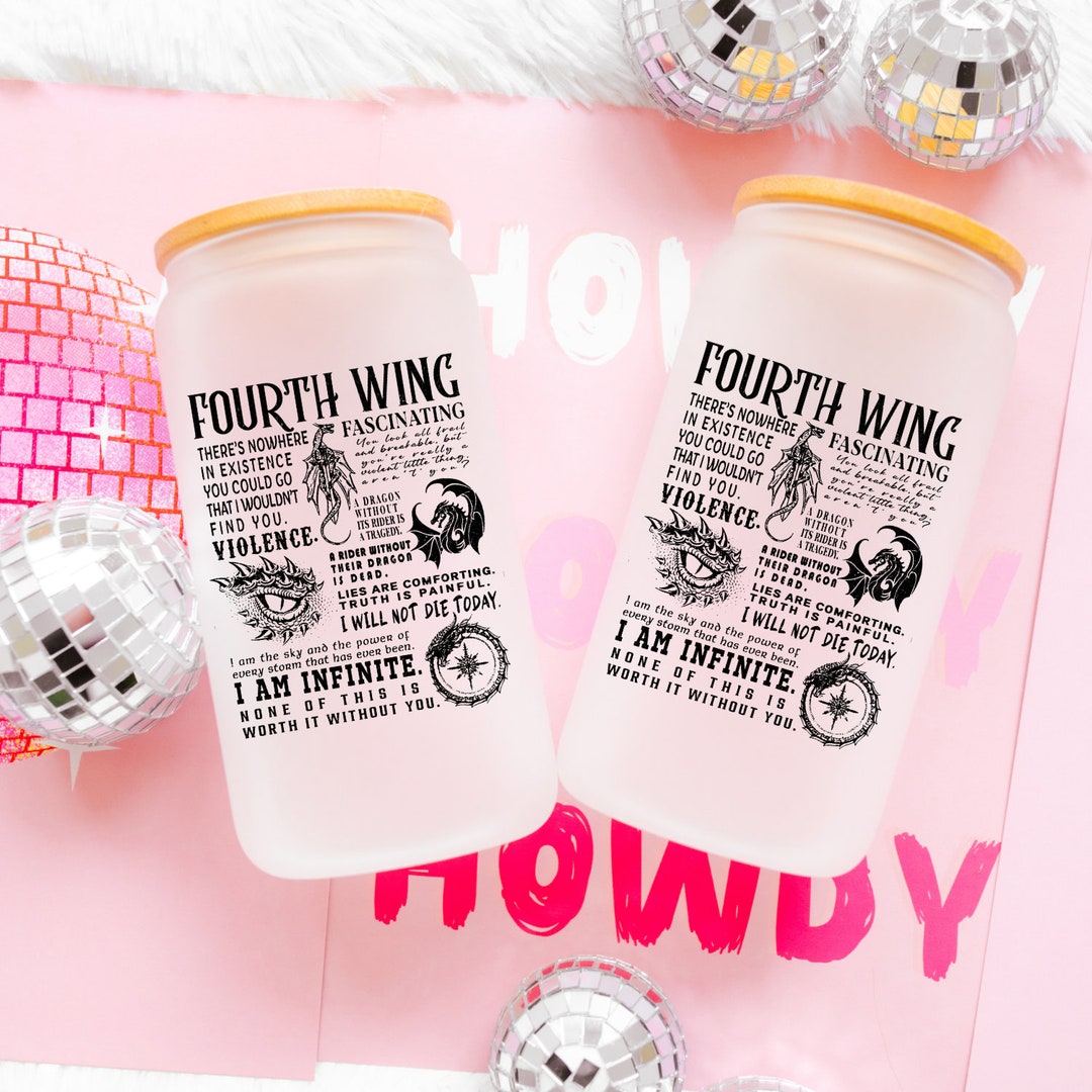 Fourth Wing Glass Tumbler, Iced Coffee Cup, Book Lover Gift, Fantasy ...