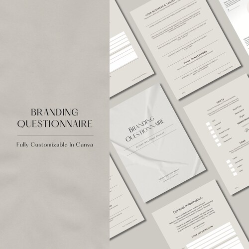 Branding Questionnaire Editable Template Canva Client - Etsy Canada