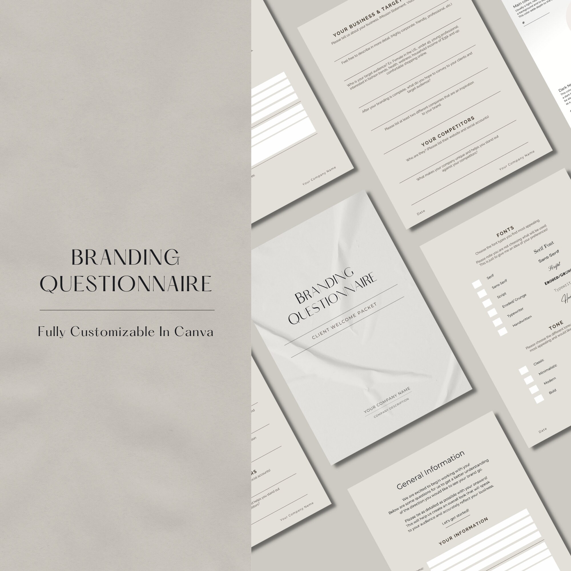 Branding Questionnaire Editable Template Canva Client - Etsy Canada