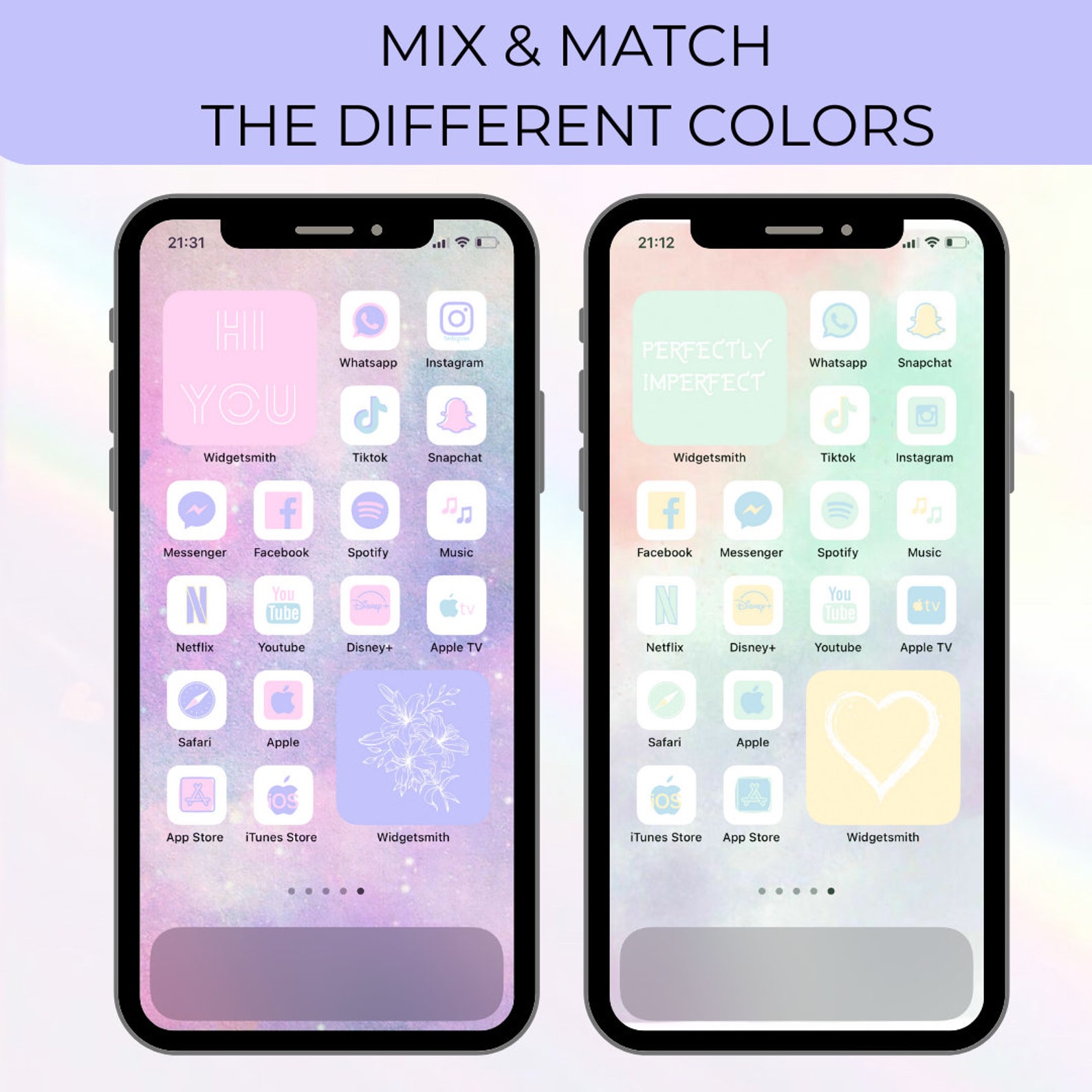Cute Pastel App Icon Pack IOS 14 Quote Photo Widgets Customize Home ...