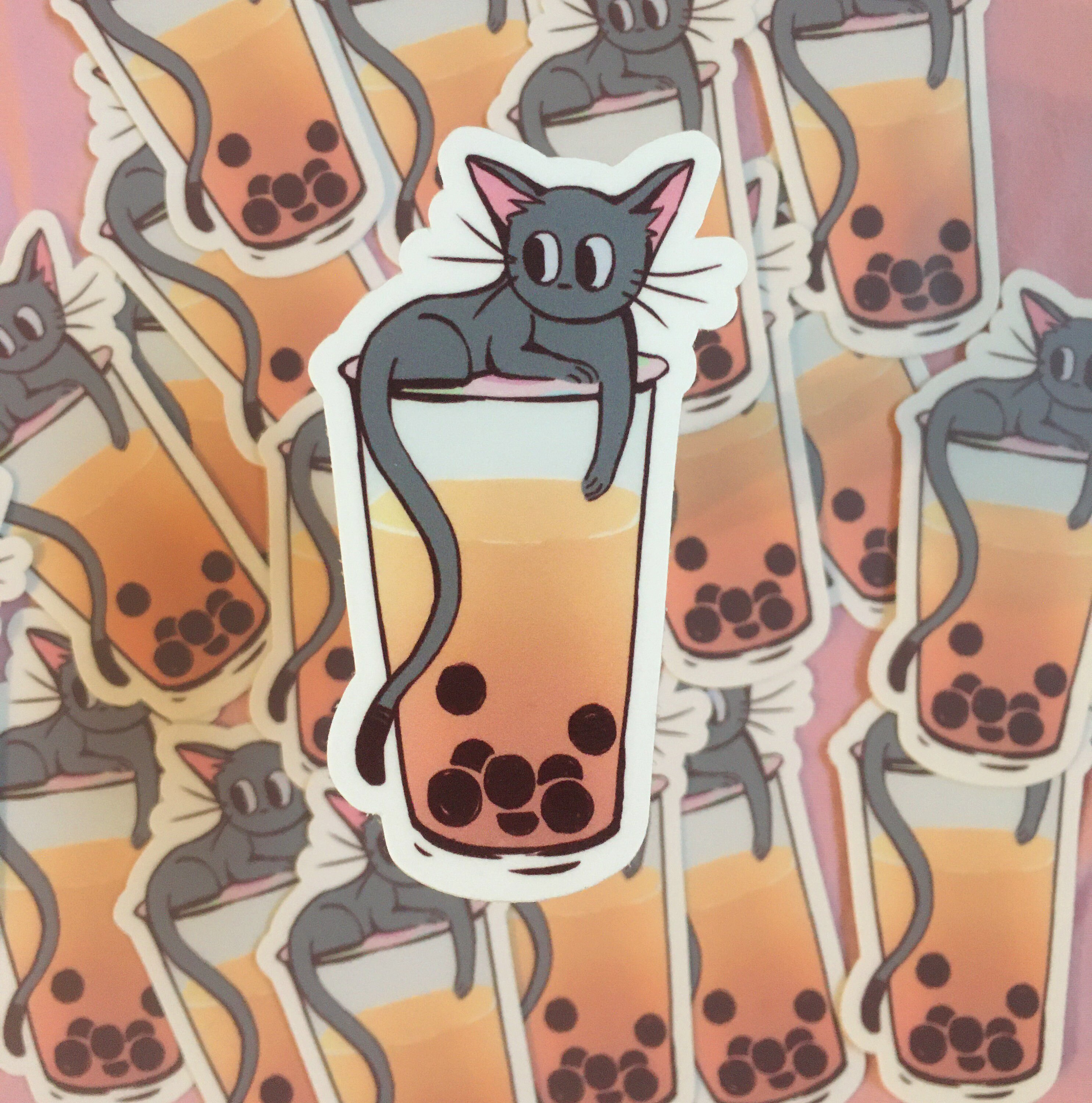 Boba Maomao Sticker | Cute Cat Sticker Bubble Tea Sticker Boba Sticker ...