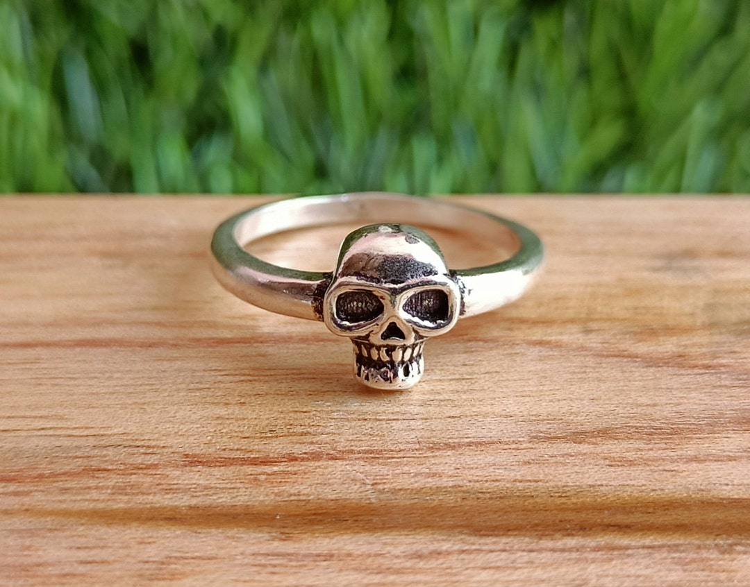 Mini Skull Face Ring\stackable Ring\skull Face Ring\silver Plated Ring ...