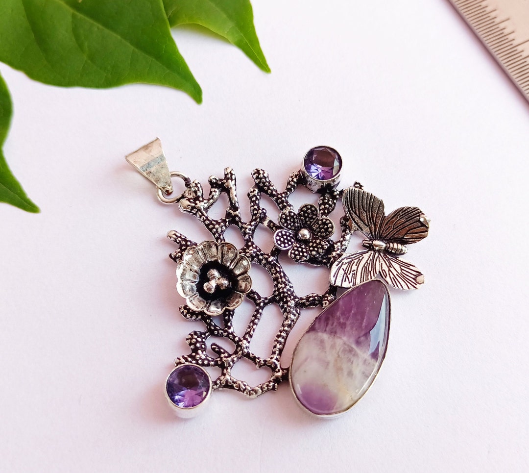 Amethyst Pendant Necklace\ Handmade Amethyst Pendant Necklace\ Amethyst ...