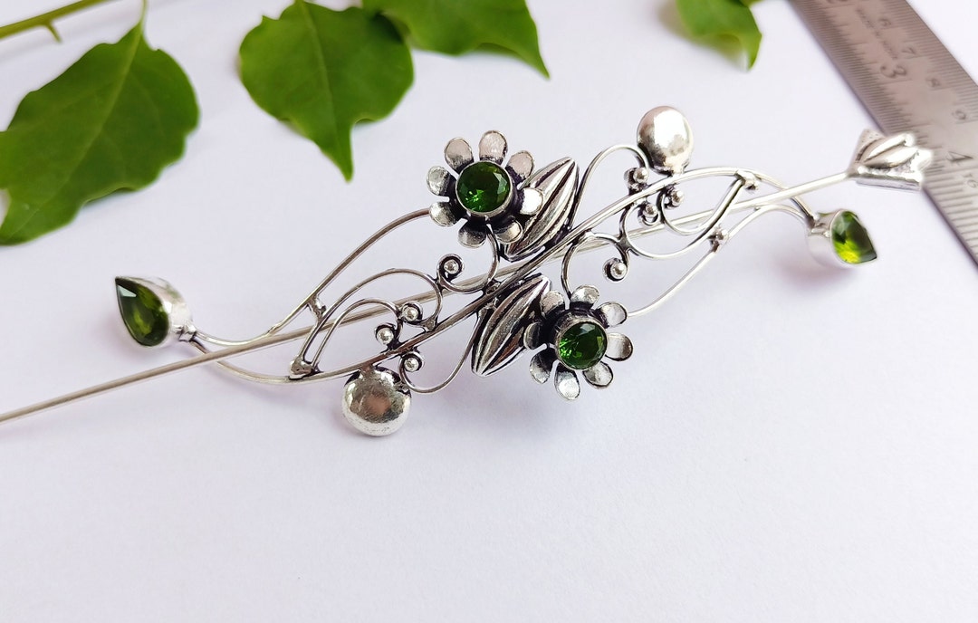 Gorgeous Green Peridot Stunning Handmade Sterling Silver Plated Hair ...