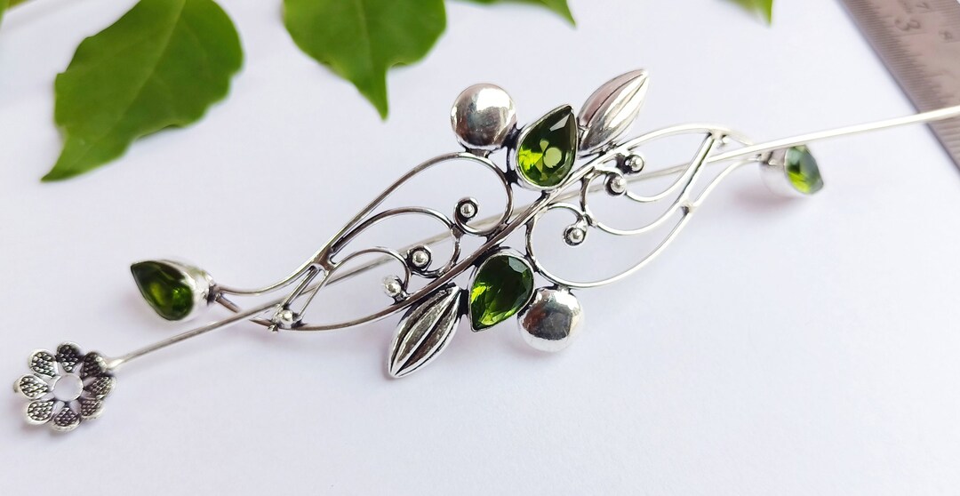 Gorgeous Green Peridot Stunning Handmade Sterling Silver Plated Hair ...