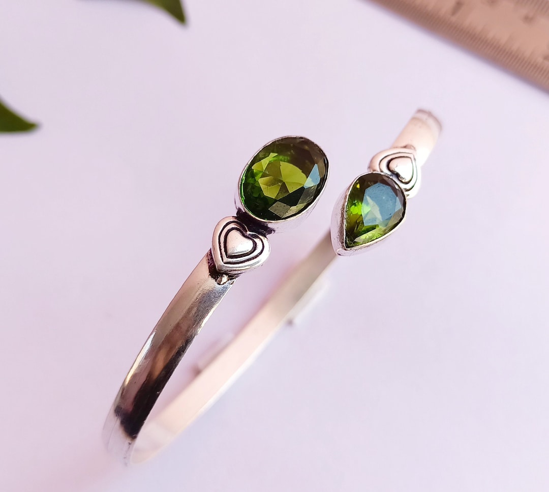Beautiful Adjustable Peridot Bangle\ Handmade Bangle\ Peridot Bangle ...