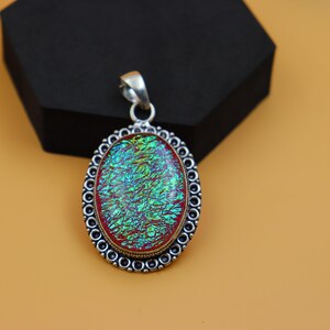 Beautiful Dichroic Glass Stone Handmade Silver Oxidized Pendant ...