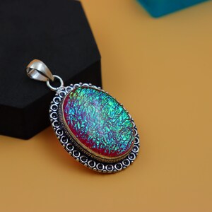 Beautiful Dichroic Glass Stone Handmade Silver Oxidized Pendant ...